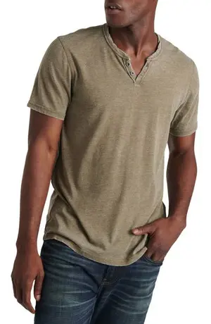 Lucky Brand Button Notch Neck T-shirt Dark Olive