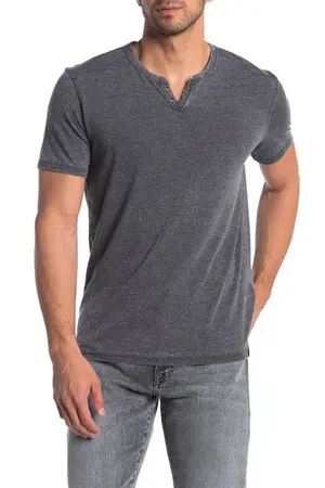 Lucky Brand Button Notch Neck T-shirt Jet Black