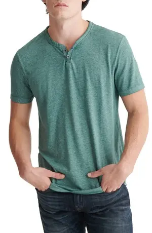 Lucky Brand Button Notch Neck T-shirt June Bug