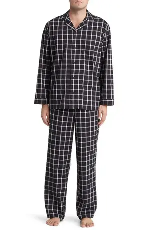 Nordstrom Plaid Poplin Pajamas Black Plaza Plaid