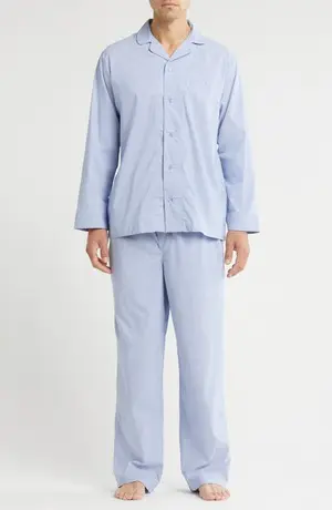 Nordstrom Plaid Poplin Pajamas - Blue Chambray