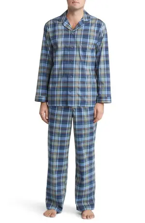 Nordstrom Plaid Poplin Pajamas Blue Oasis Christine Plaid