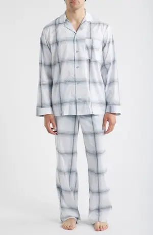 Nordstrom Plaid Poplin Pajamas - Blue Ombre Plaid