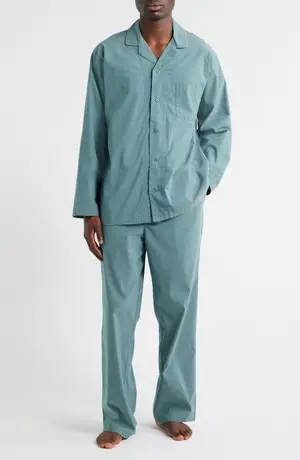 Nordstrom Plaid Poplin Pajamas - Green Garnet Chambray