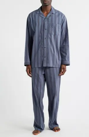 Nordstrom Plaid Poplin Pajamas - Grey Grissaile Winter Stripe