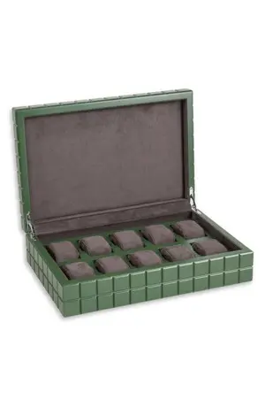 BEY-BERK Modern Cube Watch Storage Box - Green