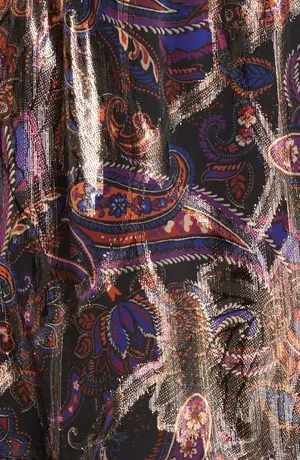 Vince Camuto Metallic Long Sleeve Chiffon Dress