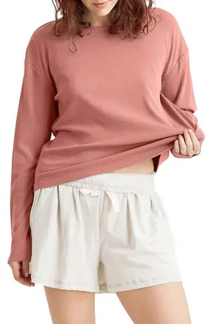 PAPINELLE Luxe Rib Long Sleeve Pajama Shirt - Soft Cinnamon
