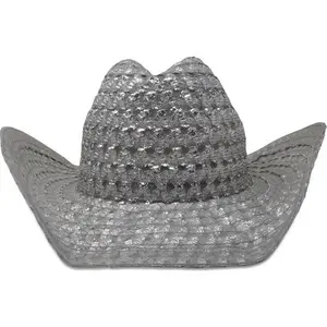 GIGI BURRIS MILLINERY Britney Metallic Woven Cowboy Hat