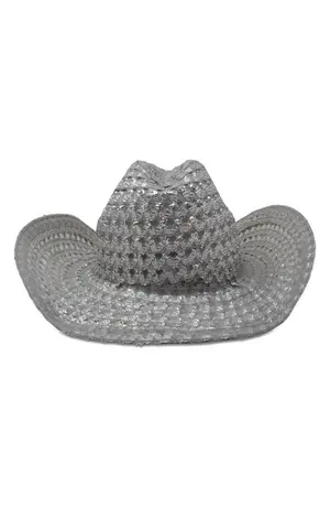 GIGI BURRIS MILLINERY Britney Metallic Woven Cowboy Hat