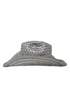 GIGI BURRIS MILLINERY Britney Metallic Woven Cowboy Hat
