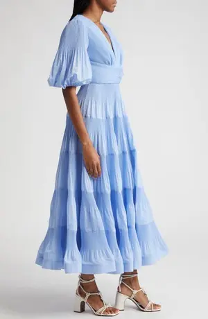 Zimmermann Pleated Tiered Midi Dress