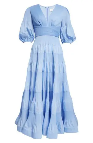 Zimmermann Pleated Tiered Midi Dress