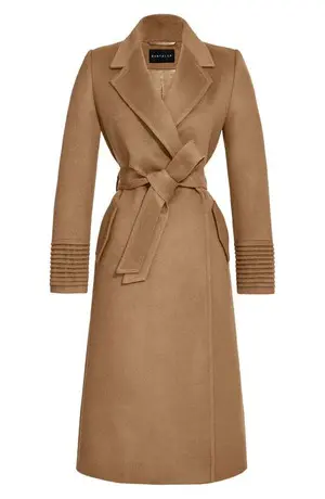 Sentaler Belted Alpaca Blend Wrap Coat - Dark Camel
