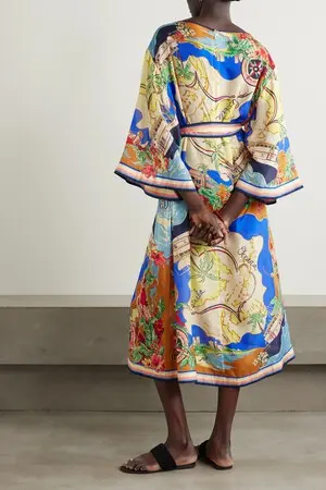 Zimmermann Net Sustain Alight Belted Printed Organic Silk Midi Dress
