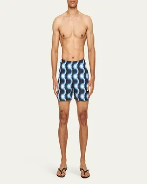 Orlebar Brown Bulldog Wave Print Swim Shorts - Midnight Navy