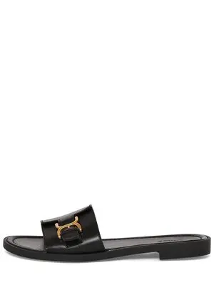 Chloé 10mm Marcie Leather Flat Slides - Black