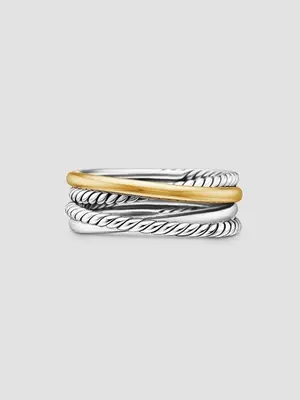 David Yurman Crossover Band Ring With 18k Yellow Gold - Silver