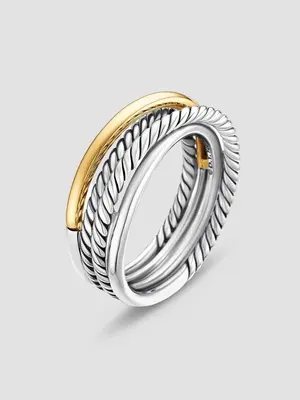 David Yurman Crossover Band Ring With 18k Yellow Gold