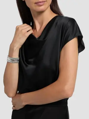 Vince Cap-sleeve Silk Satin Blouse - Black