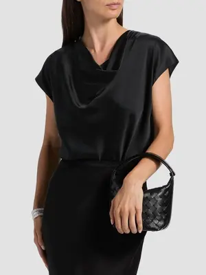 Vince Cap-sleeve Silk Satin Blouse - Black