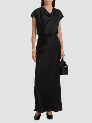 Vince Cap-sleeve Silk Satin Blouse - Black