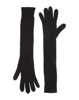 8 BY YOOX Recycled Wool Cable Knit Gloves - Black