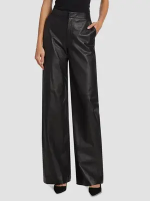 L'Agence Livvy Leather Straight-leg Pants - Black