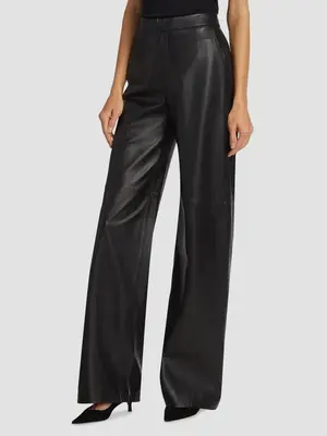 L'Agence Livvy Leather Straight-leg Pants - Black