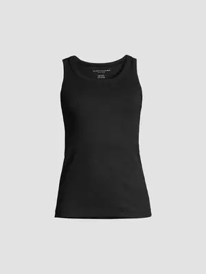 Majestic Filatures Rib-knit Cotton-blend Scoopneck Tank Top - Noir