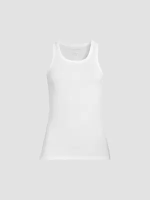 Majestic Filatures Rib-knit Cotton-blend Scoopneck Tank Top - White