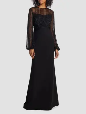 Rene Ruiz Collection Beaded Illusion Fit & Flare Gown