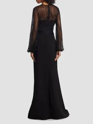 Rene Ruiz Collection Beaded Illusion Fit & Flare Gown