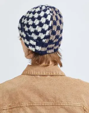 8 BY YOOX Recycled Wool Bicolor Checked Beanie