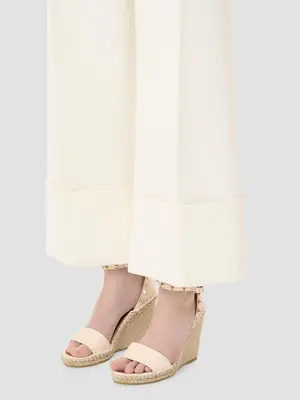 Valentino Garavani Double Rockstud Grainy Calfskin Wedges 105mm - Light Ivory