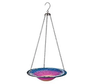 EVERGREEN Hanging Sunrise Glass Birdbath - One-color
