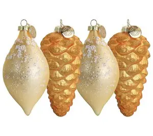 MARTHA STEWART Pointy Ball And Pinecone 4 Piece Ornament Set - One-color