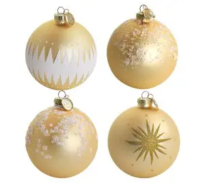 MARTHA STEWART Holiday Ball Ornament 4 Piece Se T In Gold - One-color