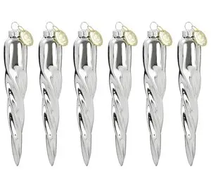 MARTHA STEWART Holiday Icicle 6 Piece Ornament Set In Silver - One-color
