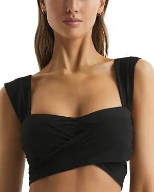 REISS Cristina Wrap Bikini Top - Black