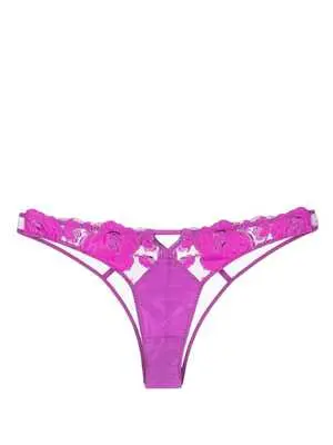 FLEUR DU MAL Rose Logo-embroidered Cheeky Briefs - Purple