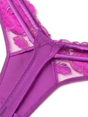 FLEUR DU MAL Rose-embroidered Thong