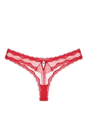 FLEUR DU MAL Floral-lace Sheer Tulle Thong