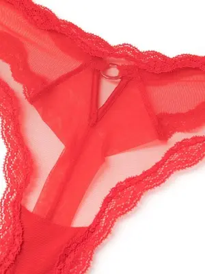 FLEUR DU MAL Floral-lace Sheer Tulle Thong