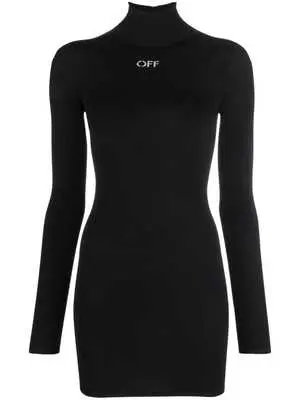 Off-White Logo-embellished Ribbed Shirt Dress