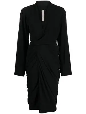 Rick Owens Side-tie Crepe Wrap Dress - Black