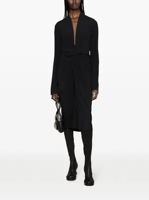 Rick Owens Side-tie Crepe Wrap Dress - Black