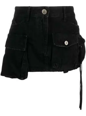 Attico Fay Cargo Denim Miniskirt - Black