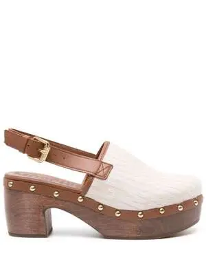 Moschino 75mm Logo-print Leather Clogs