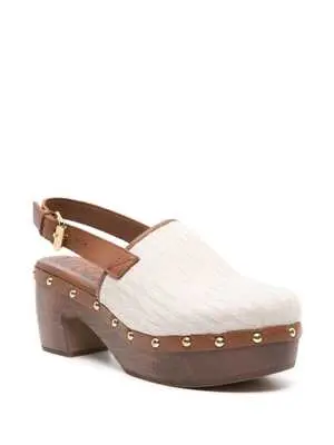 Moschino 75mm Logo-print Leather Clogs